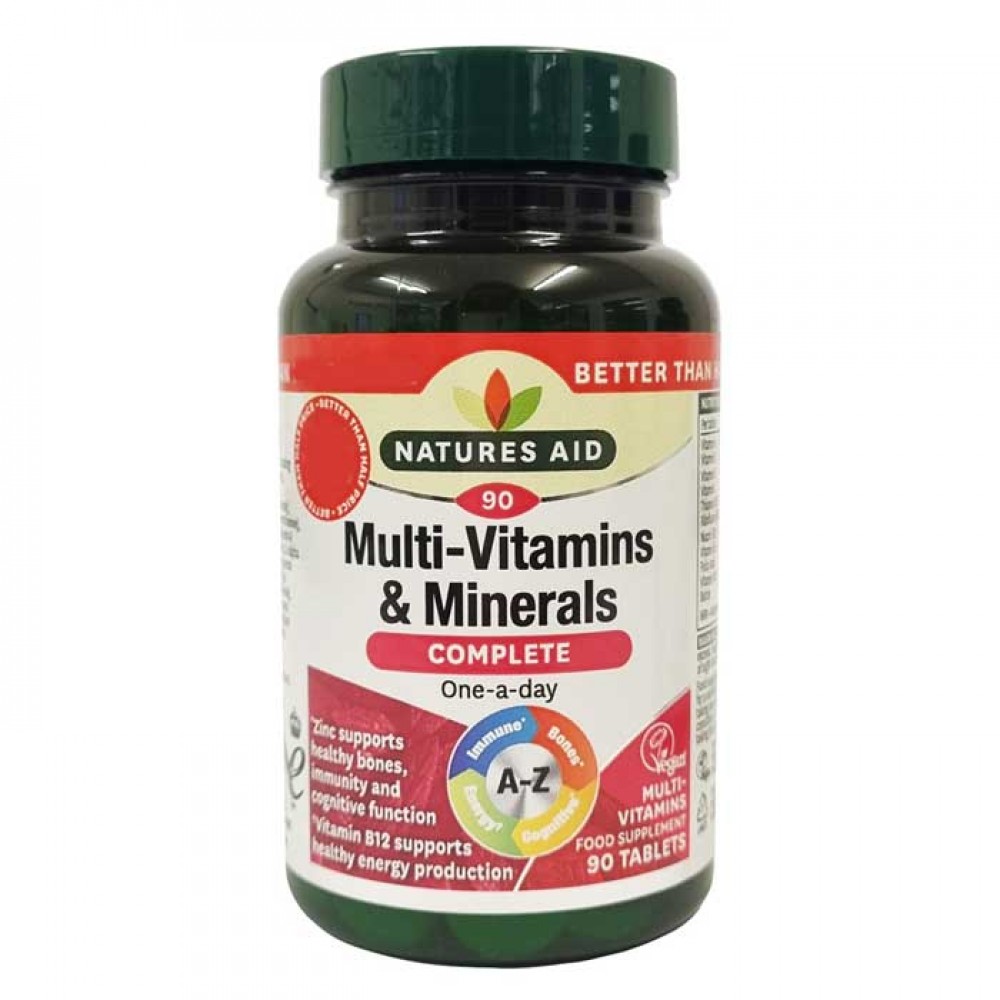 Complete Multi-Vitamins & Minerals Natures Aid 90 κάψουλες - Πολυβιταμίνη και για Vegetarians ...